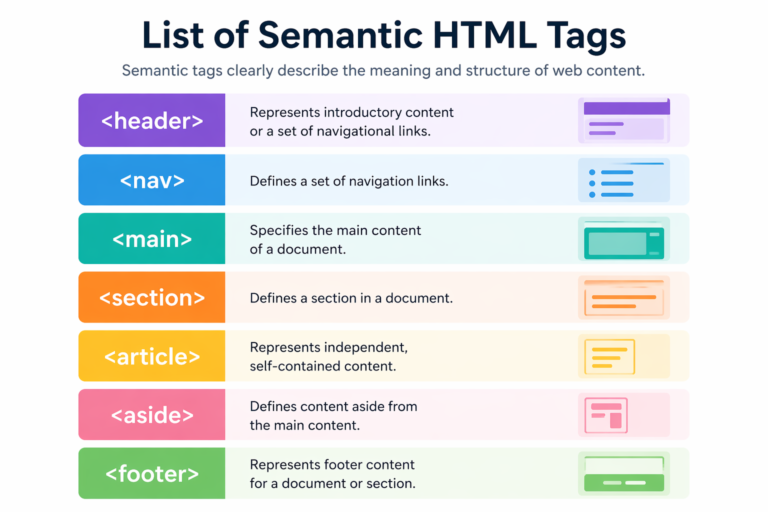 List of Semantic HTML Tags: Complete Guide with Examples